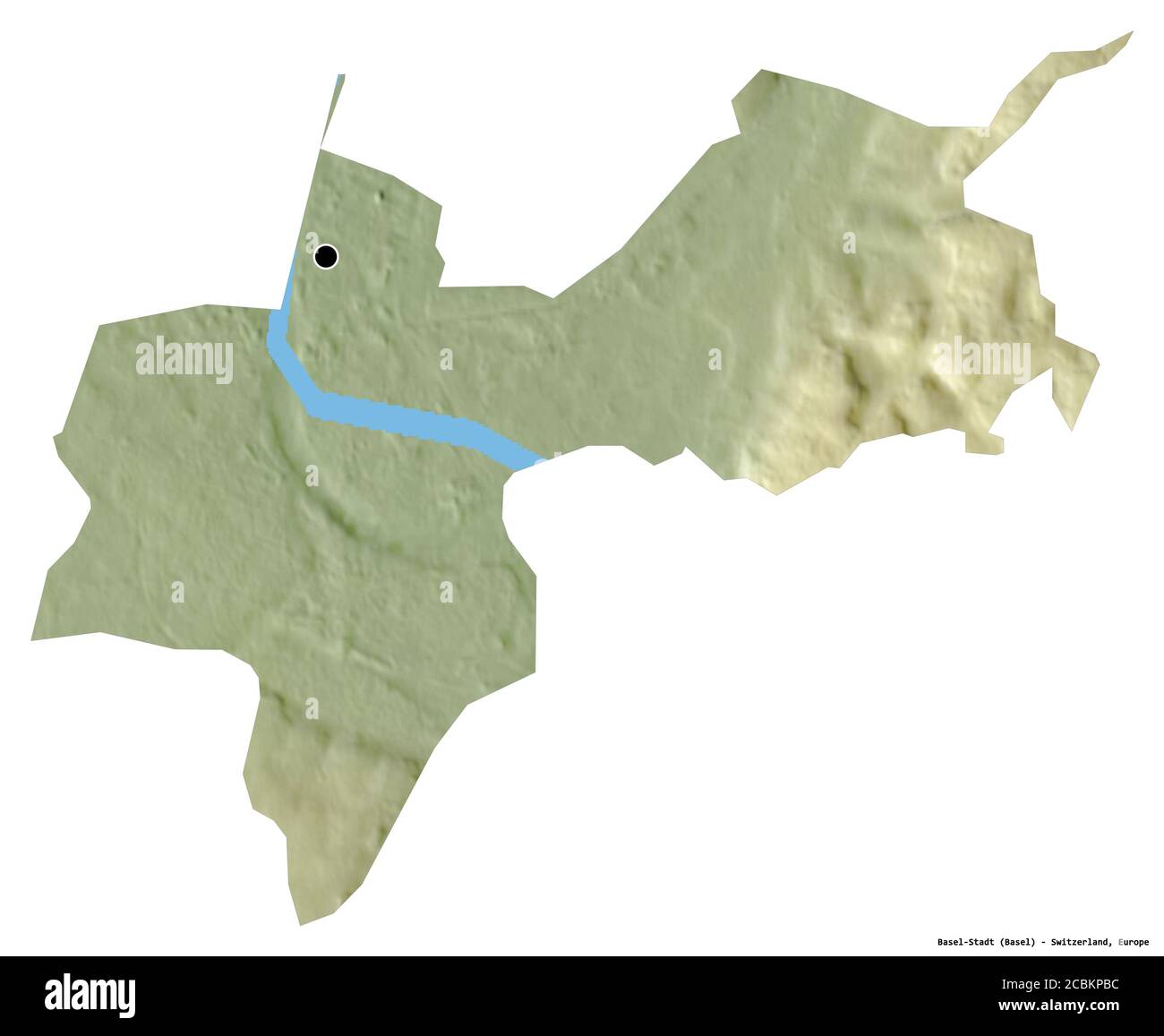 Shape of Basel-Stadt, canton of Switzerland, with its capital isolated ...