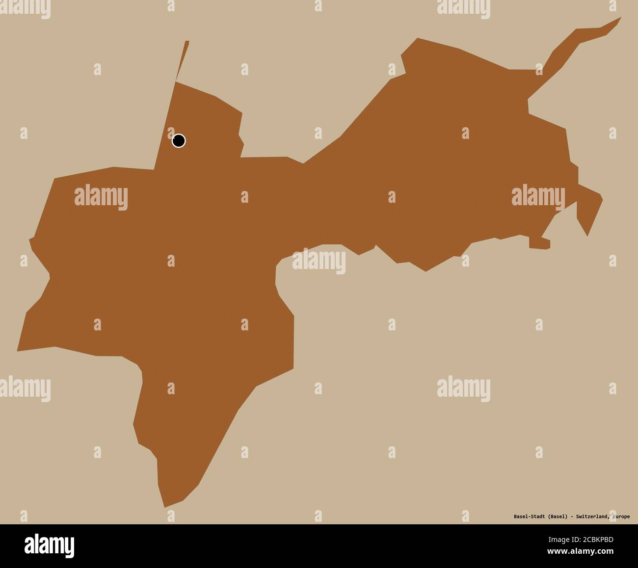 Shape of Basel-Stadt, canton of Switzerland, with its capital isolated ...