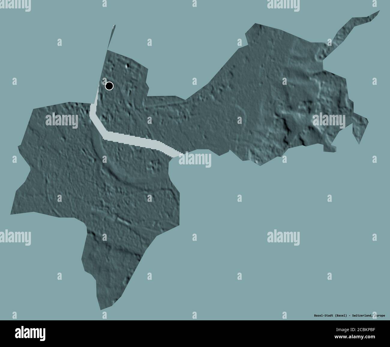 Shape of Basel-Stadt, canton of Switzerland, with its capital isolated ...