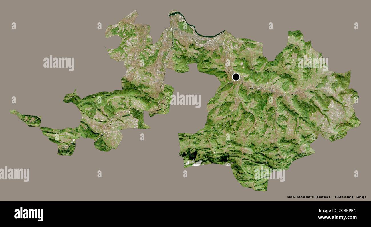 Shape of Basel-Landschaft, canton of Switzerland, with its capital ...