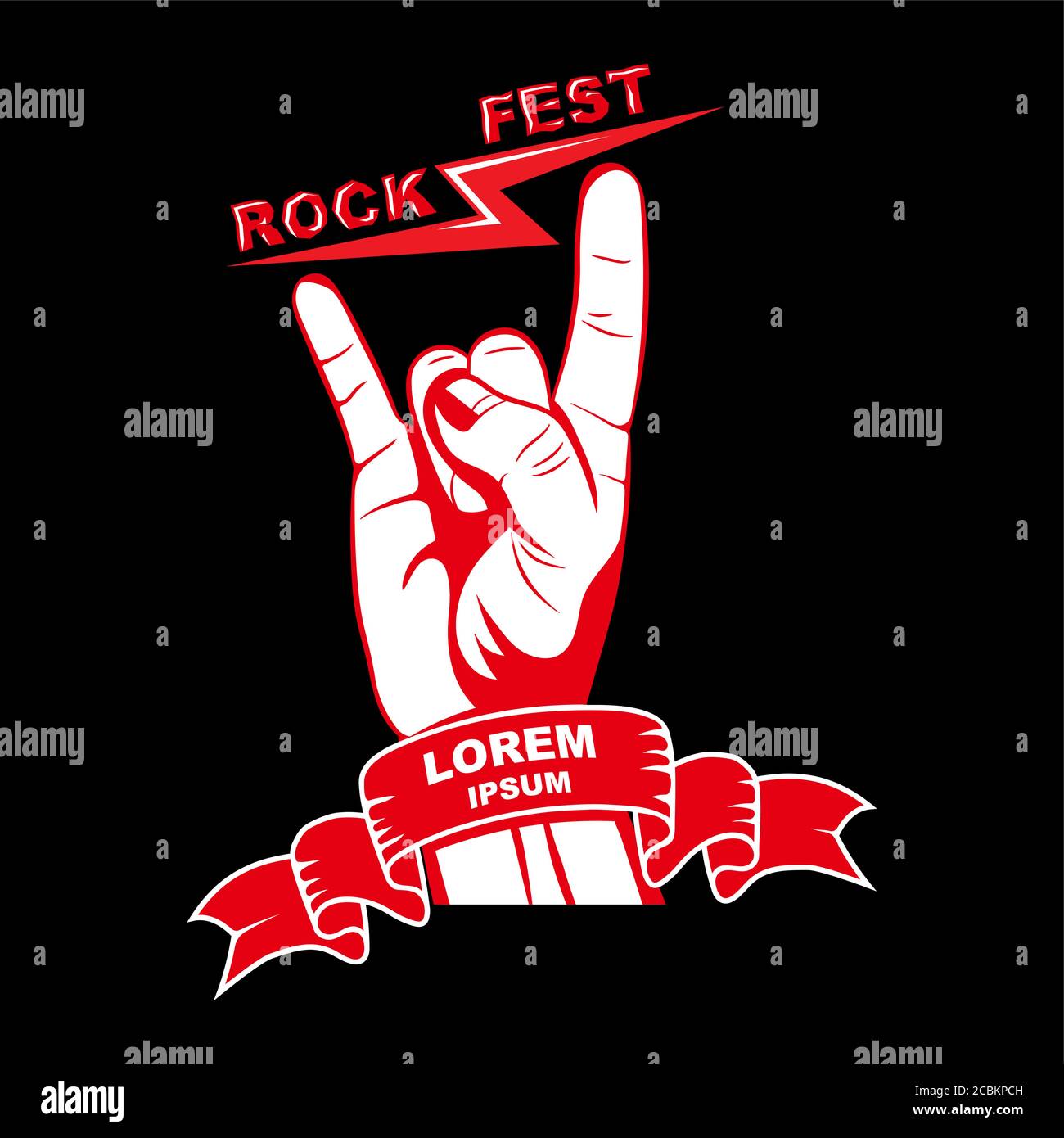 Gesture of a hand with lightnings a rock festival.Sign of rockers.Unity ...