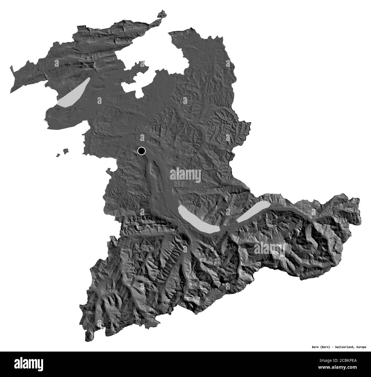 Shape of Bern, canton of Switzerland, with its capital isolated on ...