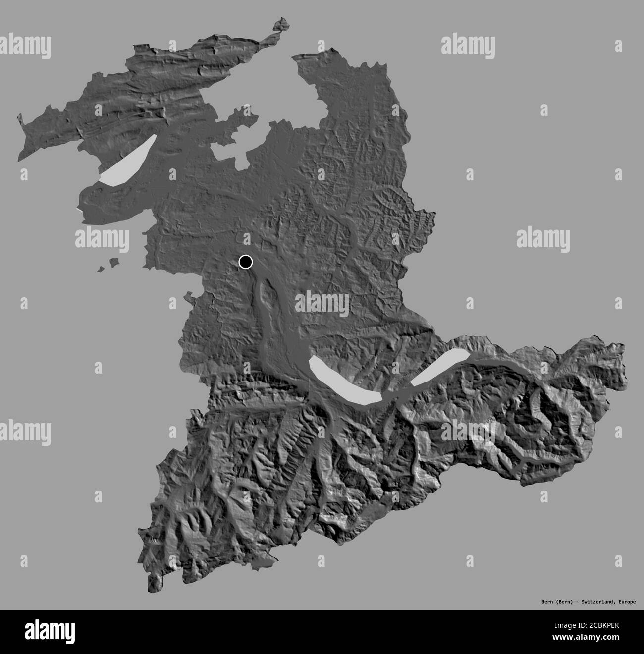 Shape of Bern, canton of Switzerland, with its capital isolated on a ...
