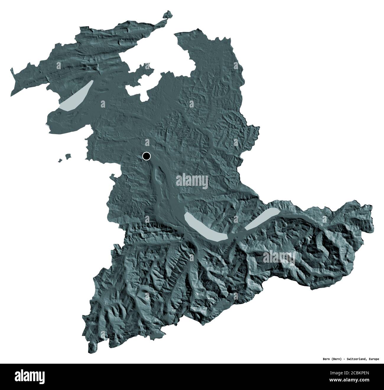 Shape of Bern, canton of Switzerland, with its capital isolated on ...