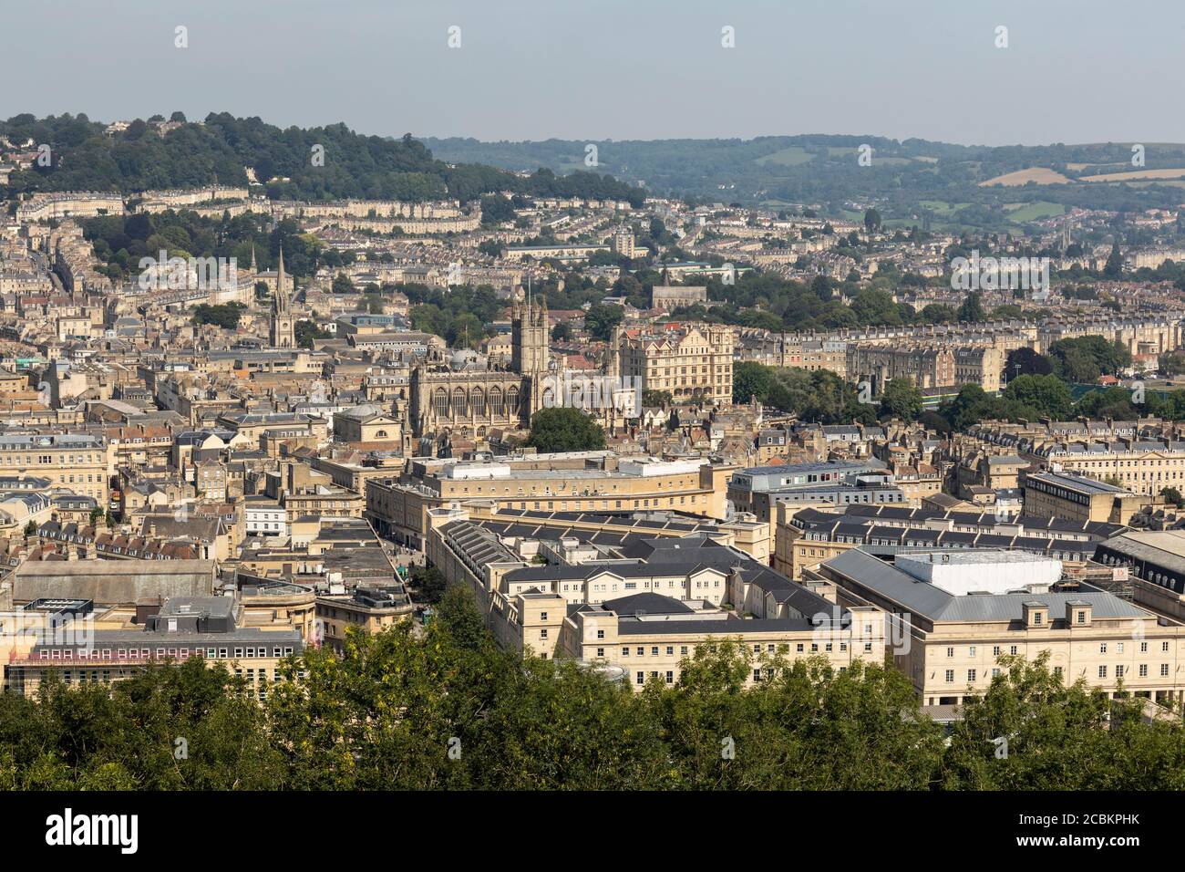 Panoramic view of the City of Bath skyline from Alexandra Park, City of ...