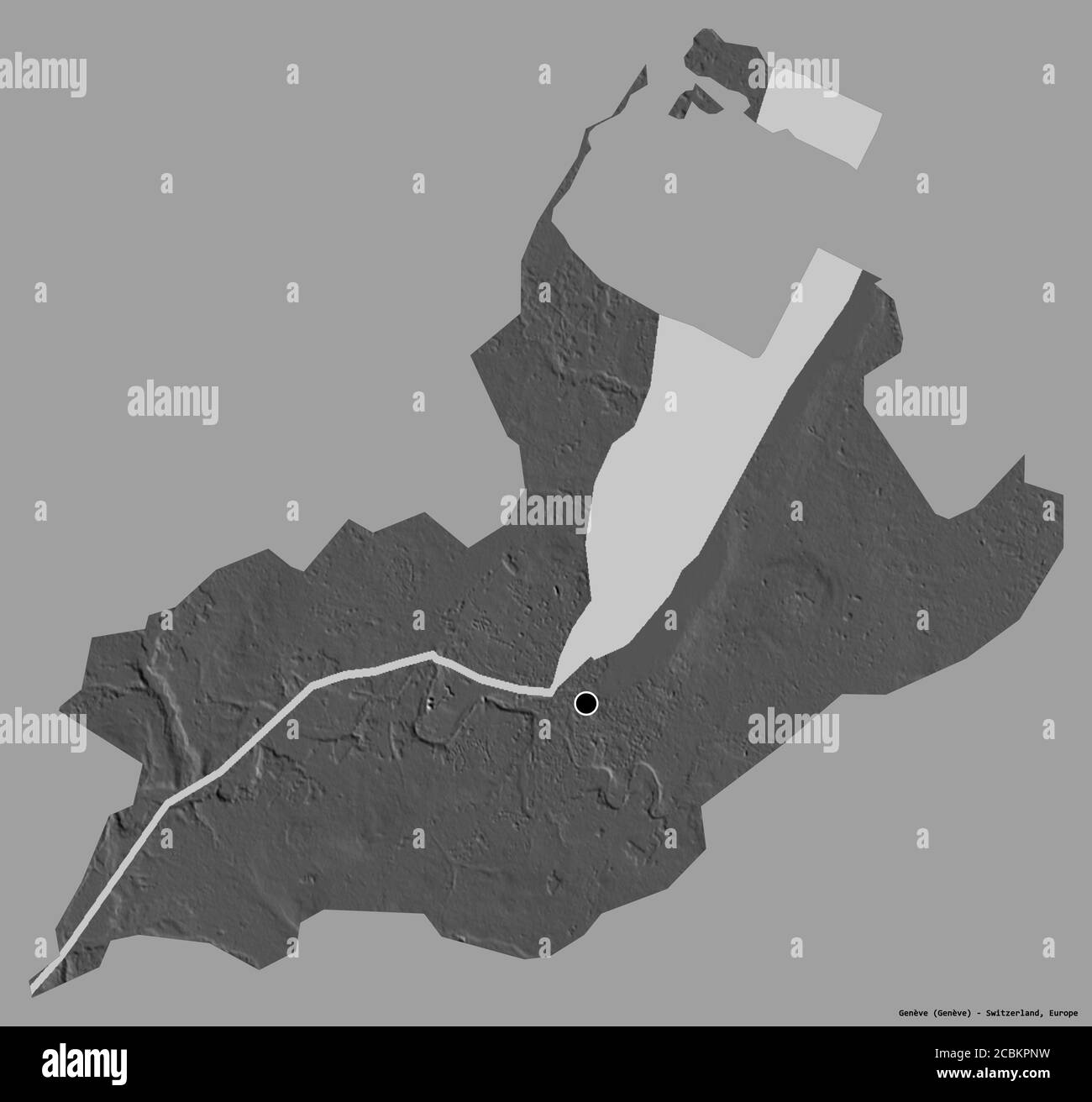 Shape of Genève, canton of Switzerland, with its capital isolated on a ...