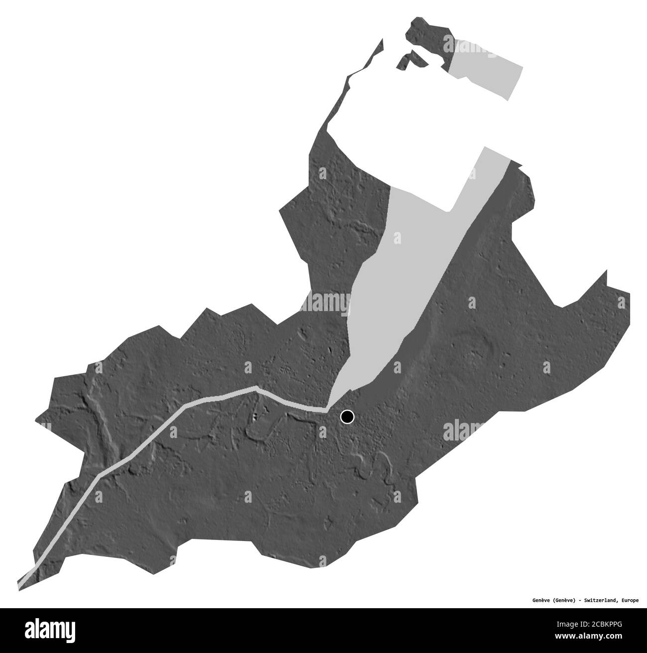Shape of Genève, canton of Switzerland, with its capital isolated on ...
