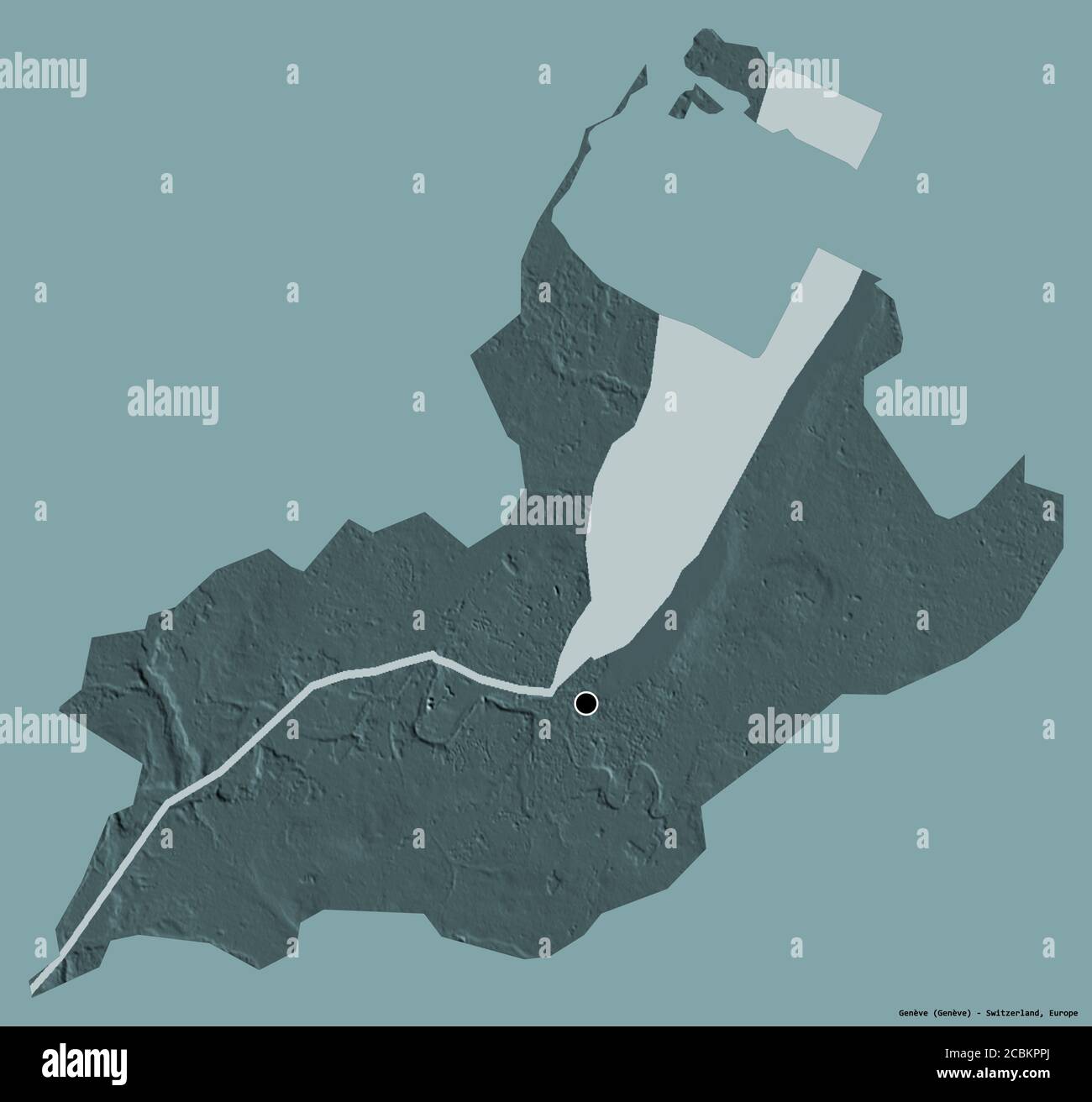 Shape of Genève, canton of Switzerland, with its capital isolated on a ...