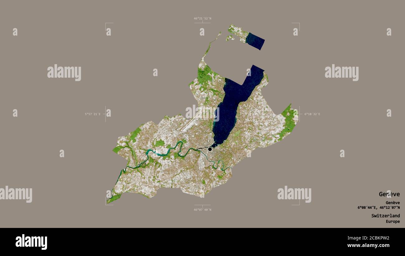Area of Genève, canton of Switzerland, isolated on a solid background ...