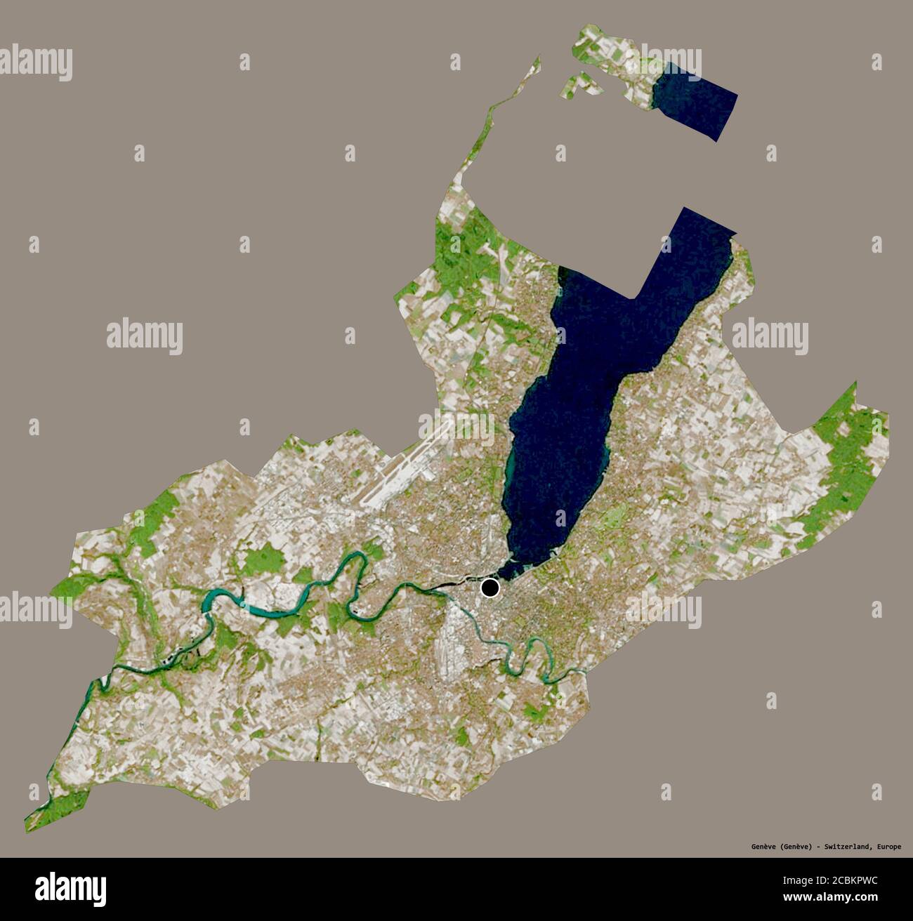 Shape of Genève, canton of Switzerland, with its capital isolated on a ...