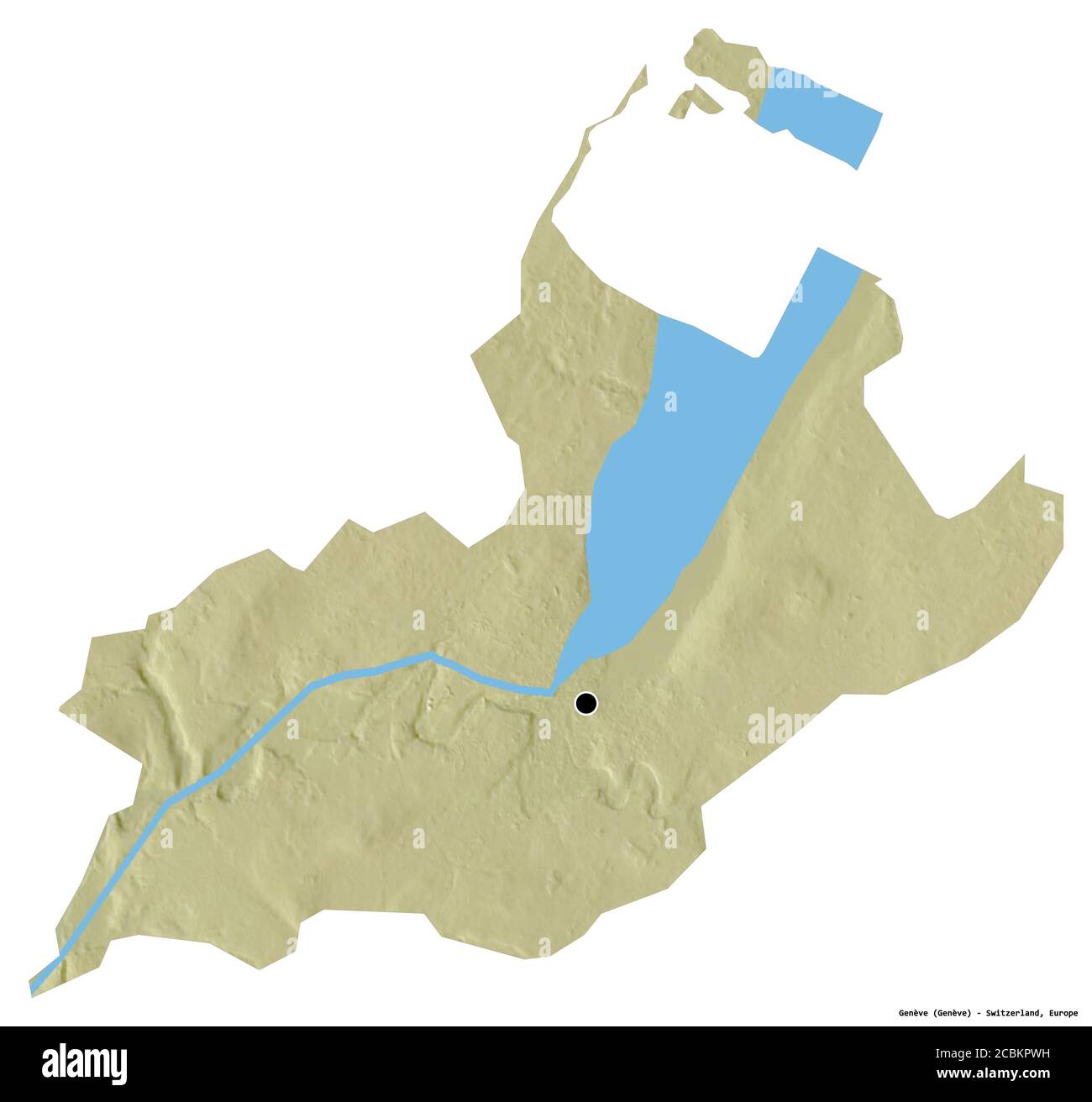 Shape of Genève, canton of Switzerland, with its capital isolated on ...