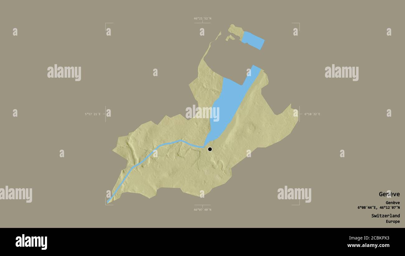 Area of Genève, canton of Switzerland, isolated on a solid background ...
