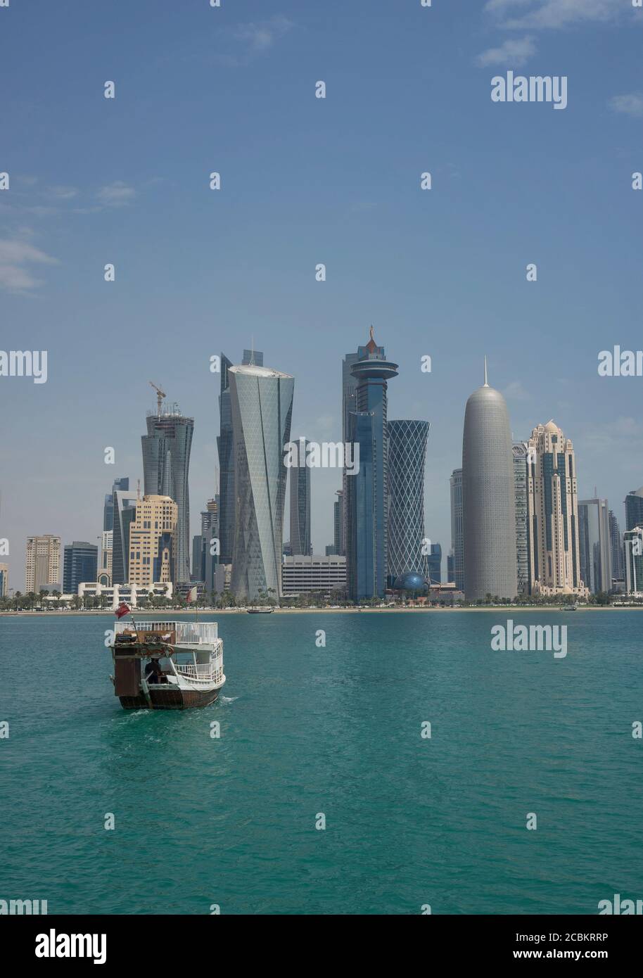 Downtown Doha across water, Doha, Qatar Stock Photo - Alamy