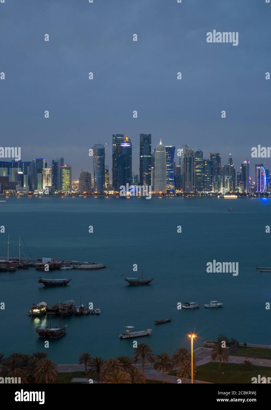 Downtown Doha across water, Doha, Qatar Stock Photo - Alamy