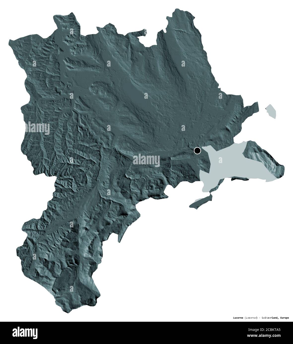 Shape of Lucerne, canton of Switzerland, with its capital isolated on ...
