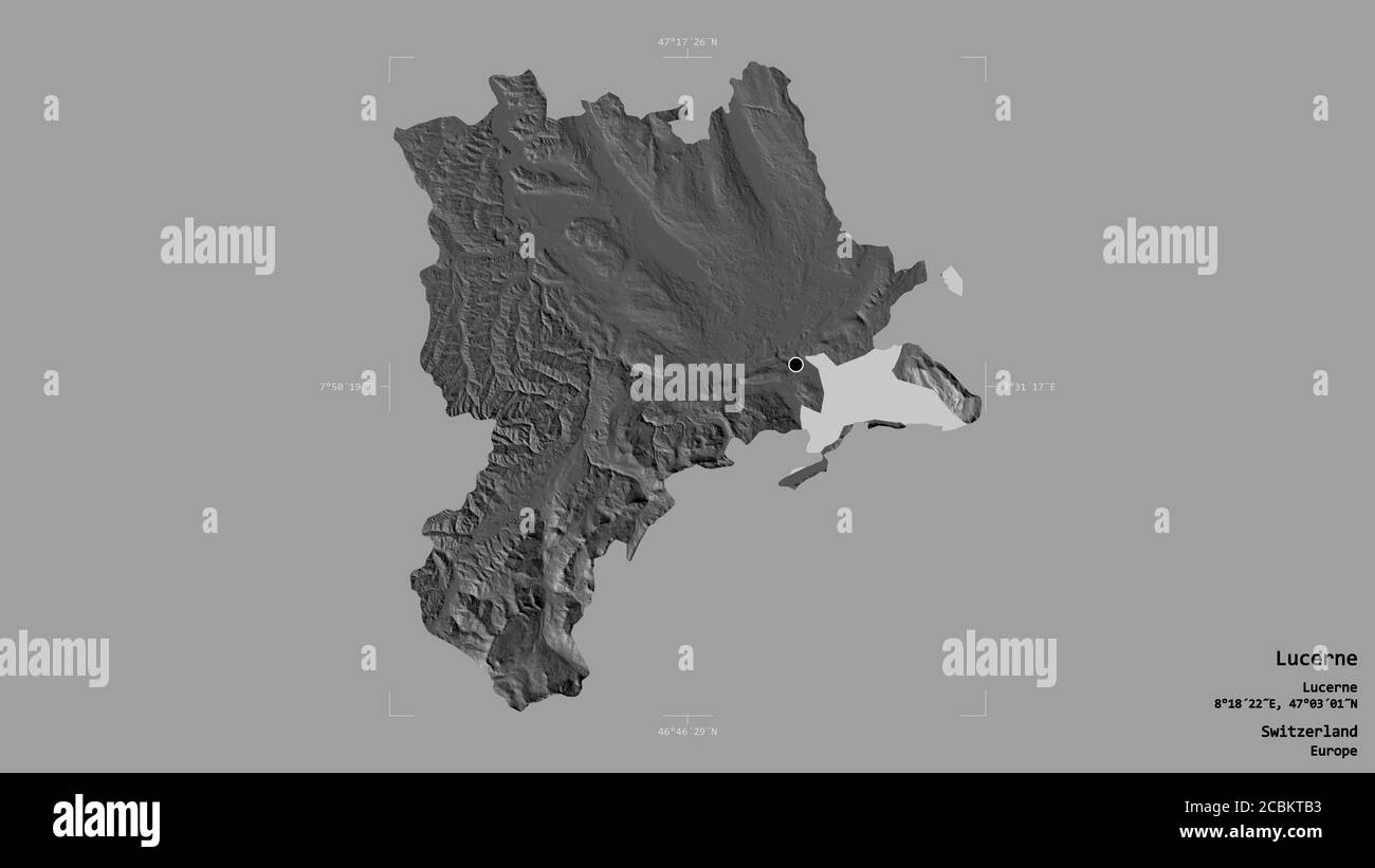 Area of Lucerne, canton of Switzerland, isolated on a solid background ...