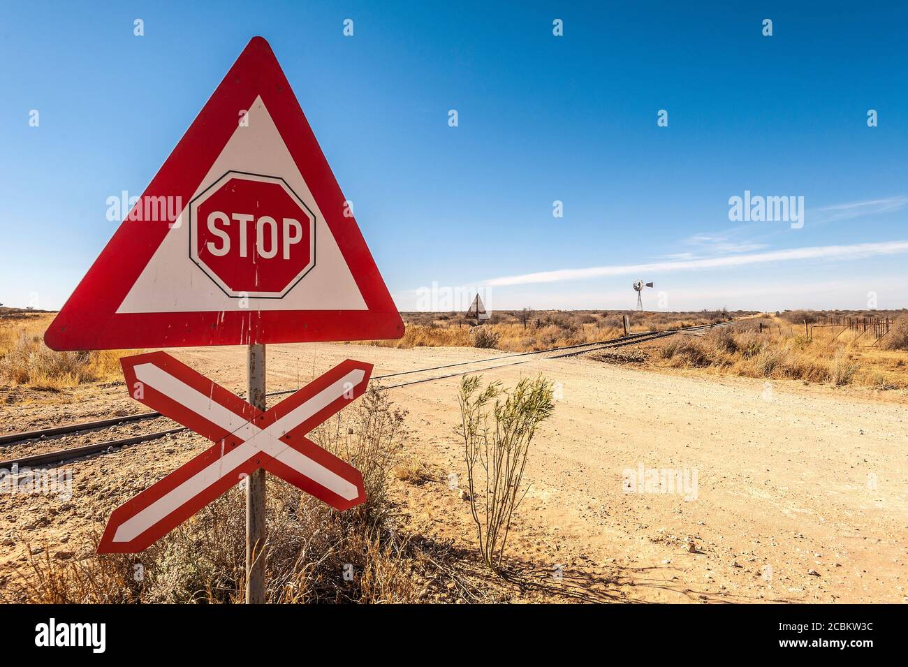 Railway crossing and stop sign, Windhoek, Namibia, Namibia Stock Photo ...
