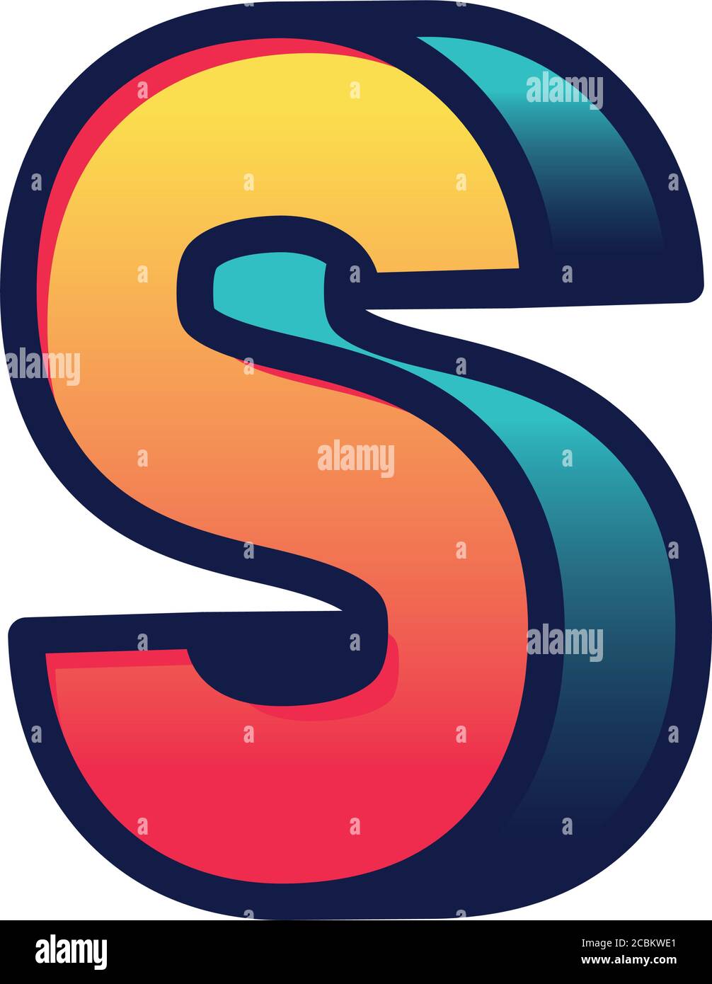 3d s gradient letter design, lettering typography retro and comic theme ...