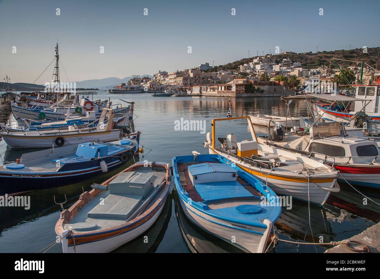 Harbor and fishing boats, Crete, Greece Stock Photo - Alamy