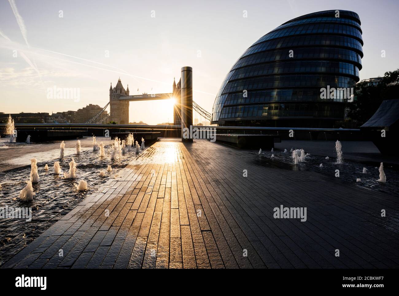 Tower Bridge and The Mayors Building at sunrise, London, UK Stock Photo ...