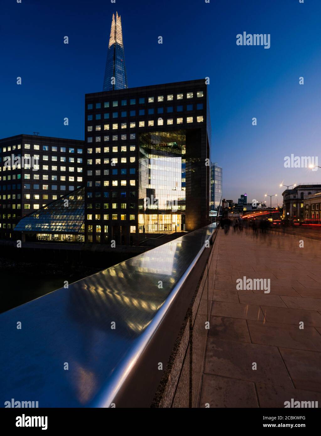 View of the Shard & One London Bridge from London Bridge at night ...