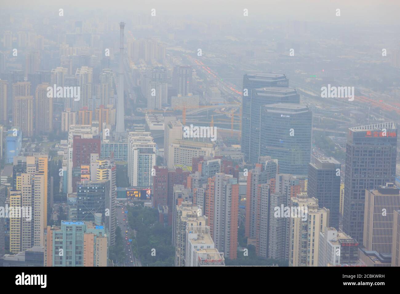 Aerial view, Beijing Central Business District and Downtown Beijing ...