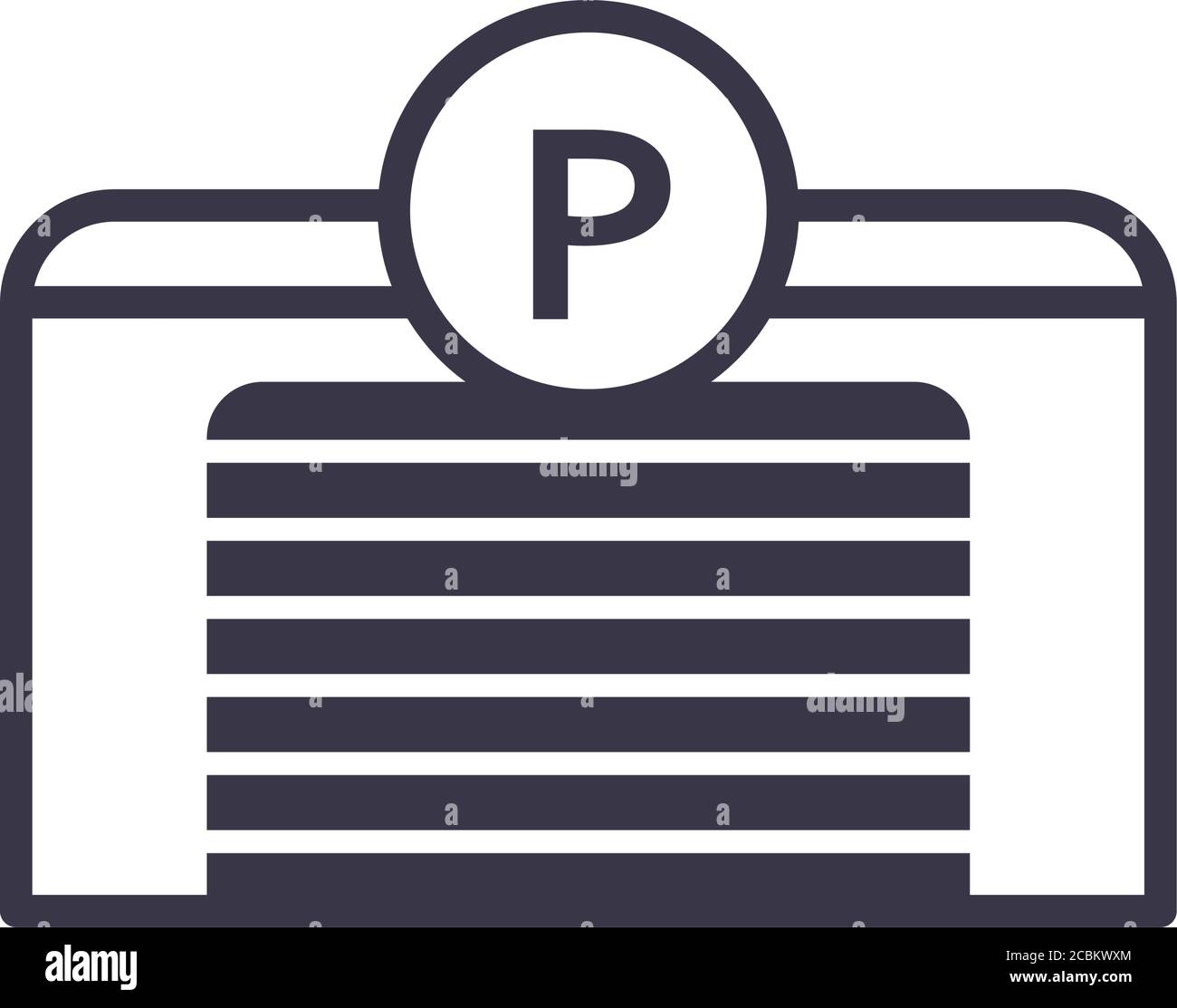 garage with parking road sign button line style icon design, Park and ...