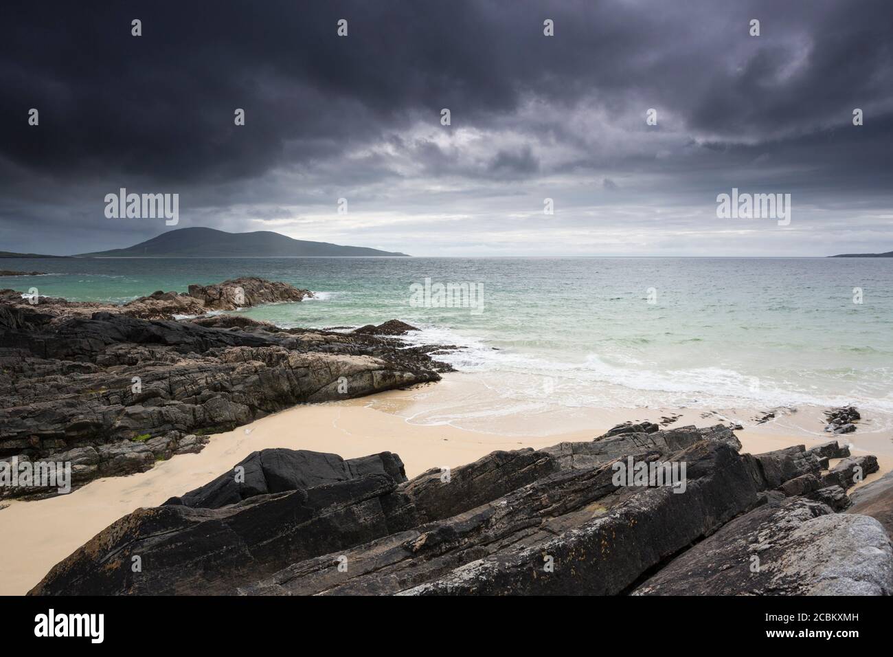 Looking south west over Sound of Taransay towards headland of Ceapabhal ...