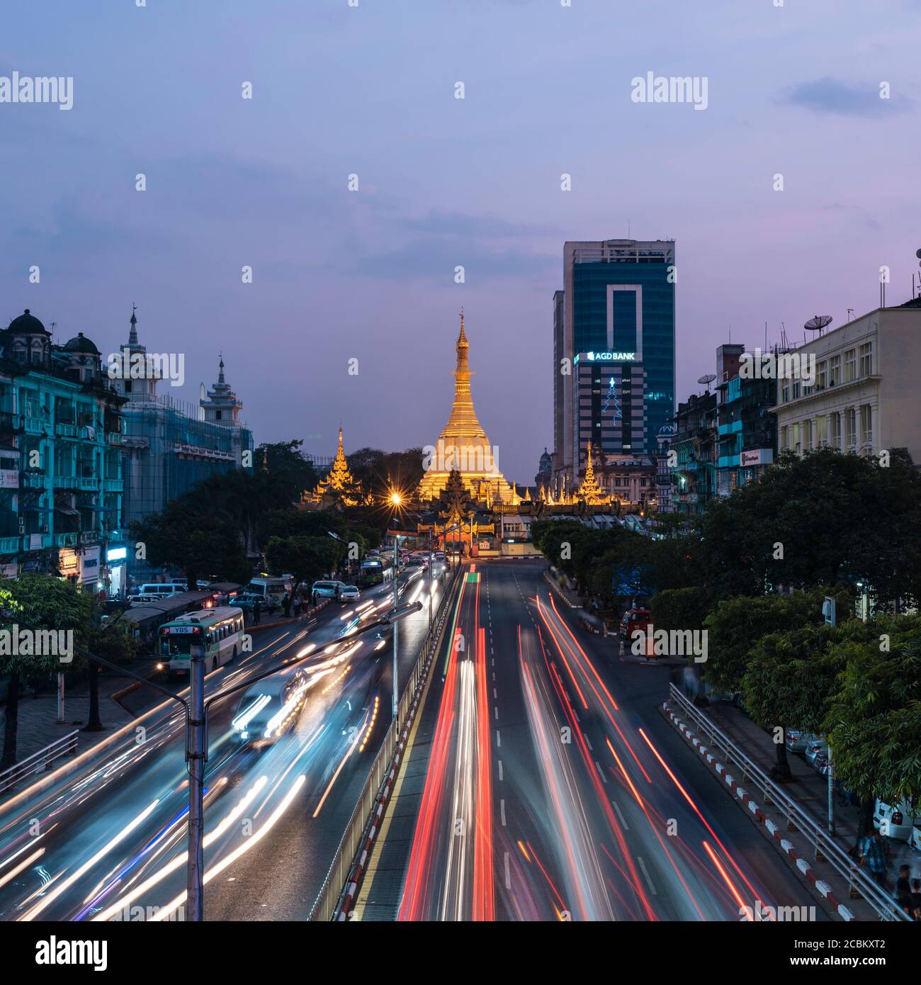 Light trails on dual carriage way, Yangon, Myanmar Stock Photo - Alamy