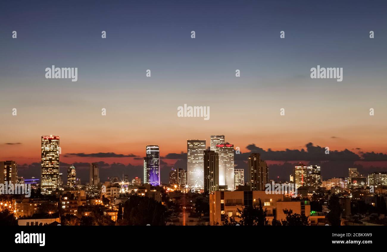 Tel Aviv by night, Israel Stock Photo - Alamy