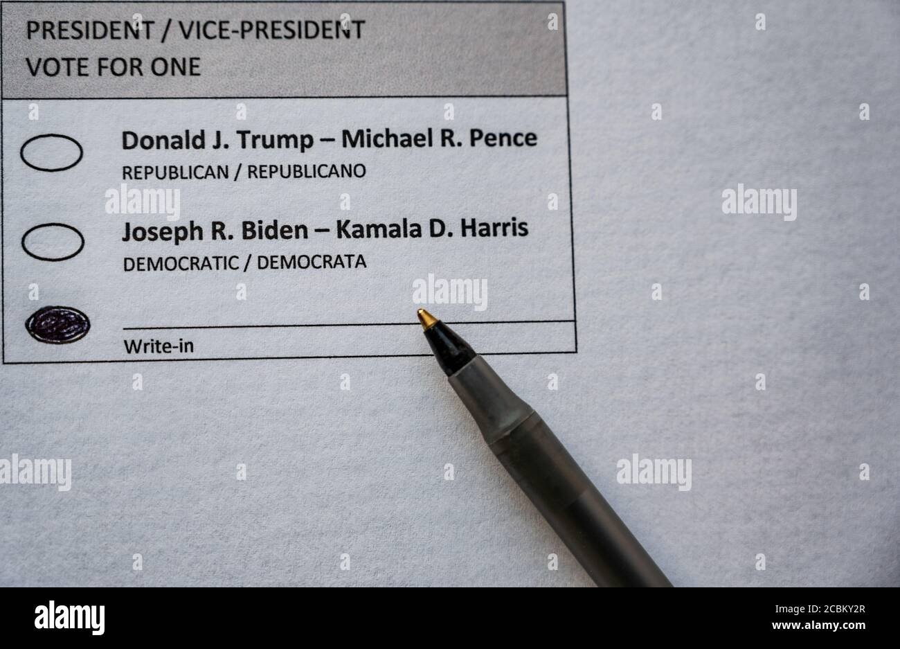 Third party write-in option on a 2020 ballot Stock Photo - Alamy