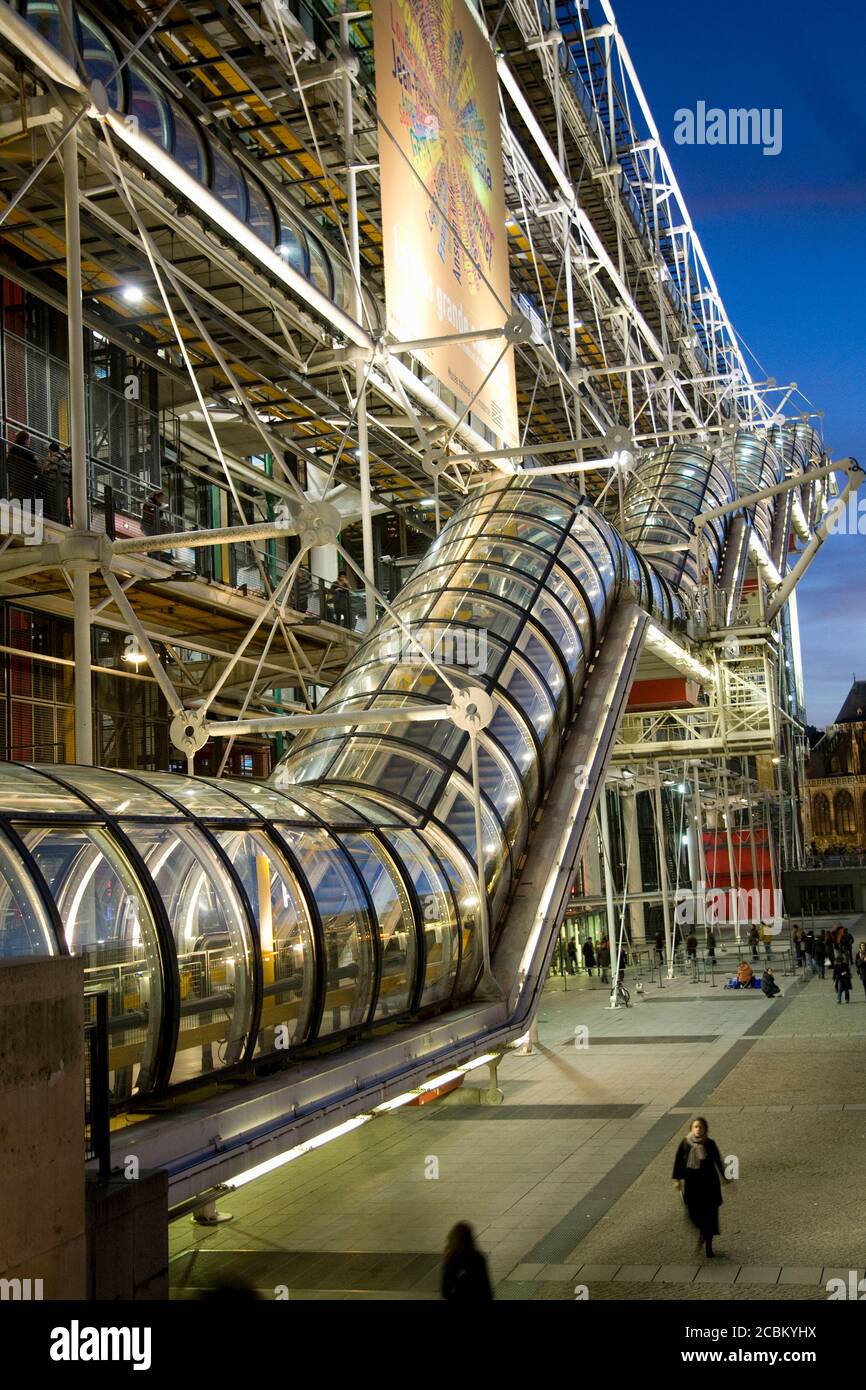 Escalator, Contemporary Art Museum, Pompidou Centre, Paris, France ...