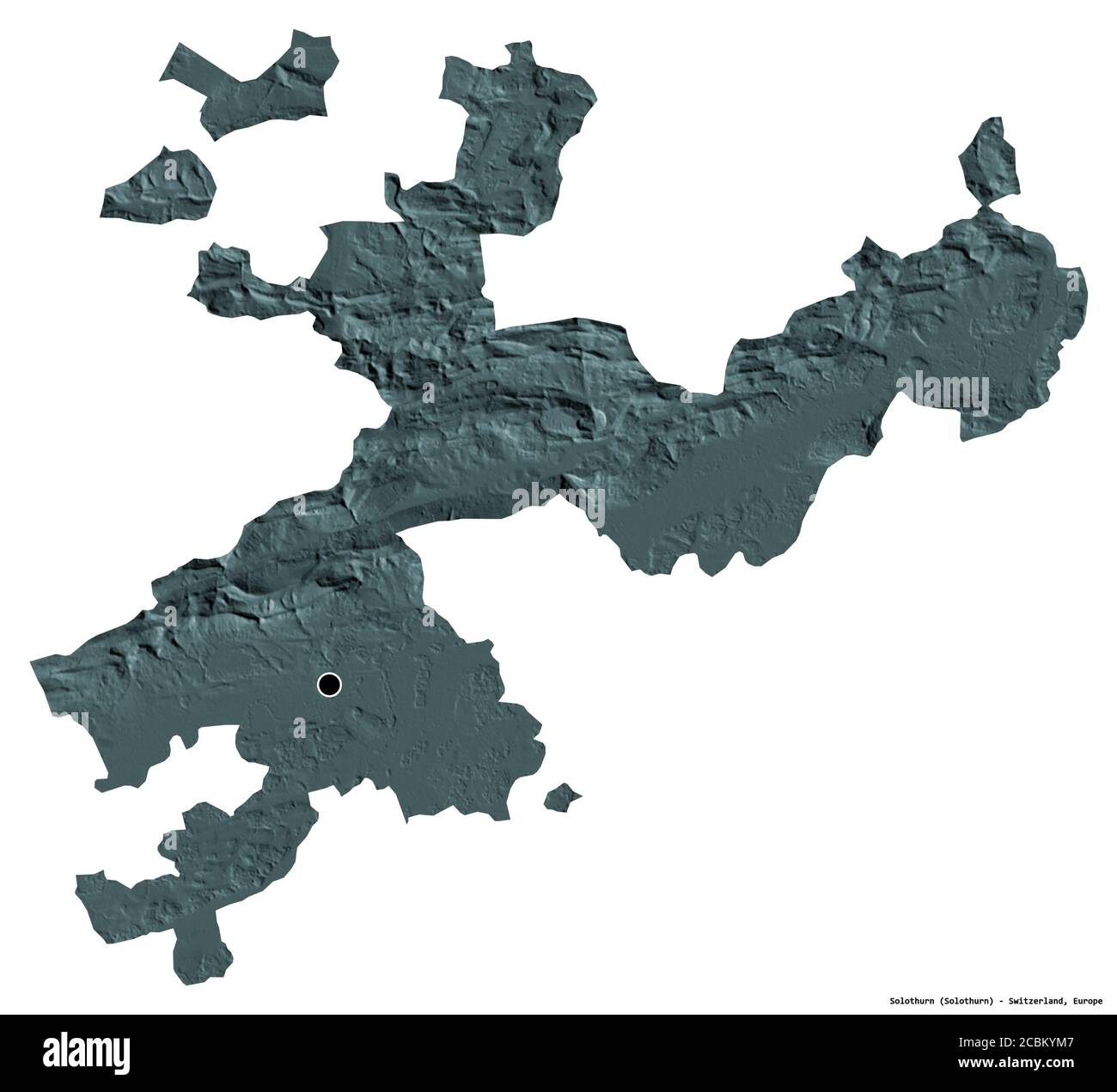 Shape of Solothurn, canton of Switzerland, with its capital isolated on ...