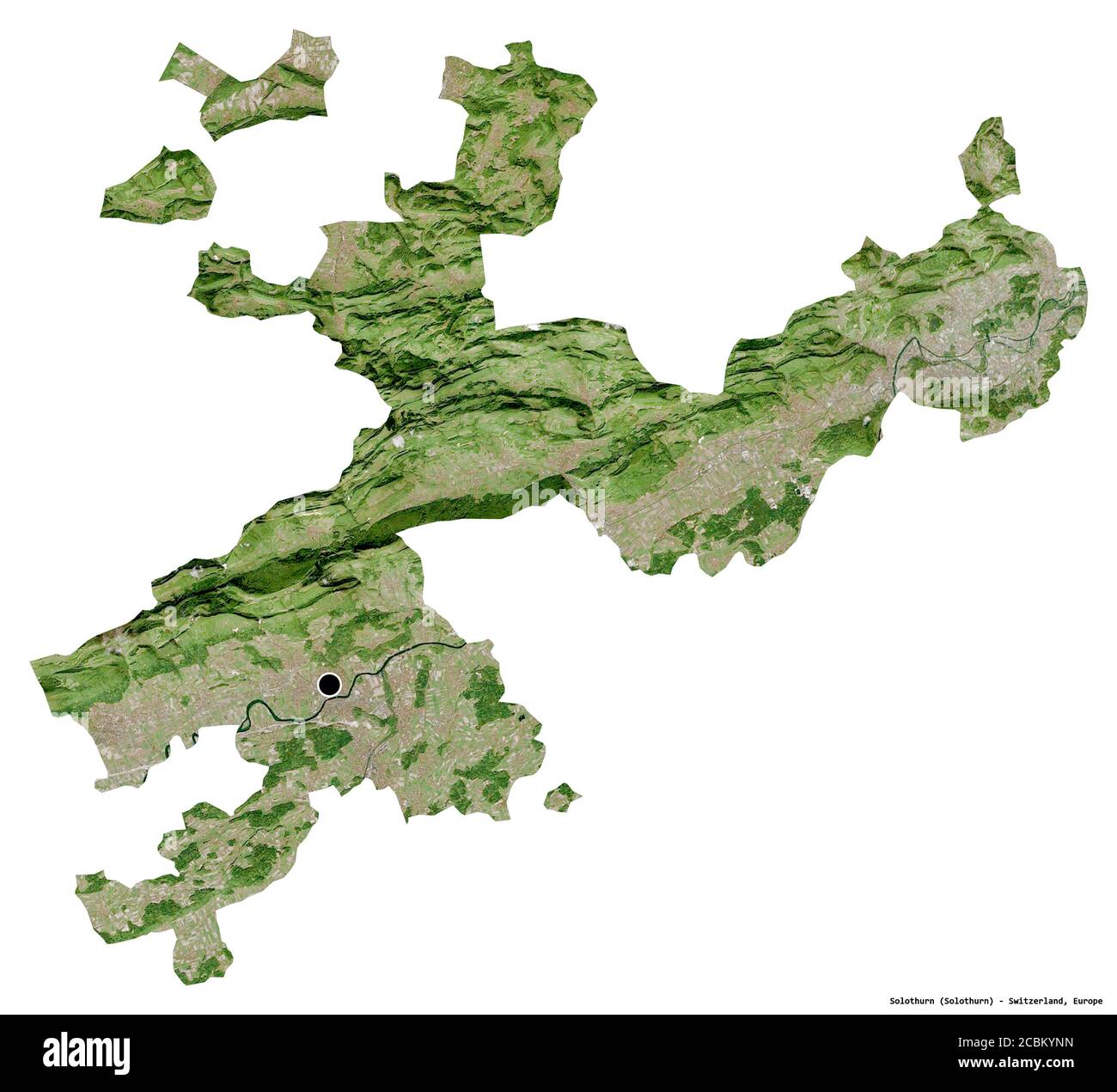 Shape of Solothurn, canton of Switzerland, with its capital isolated on ...