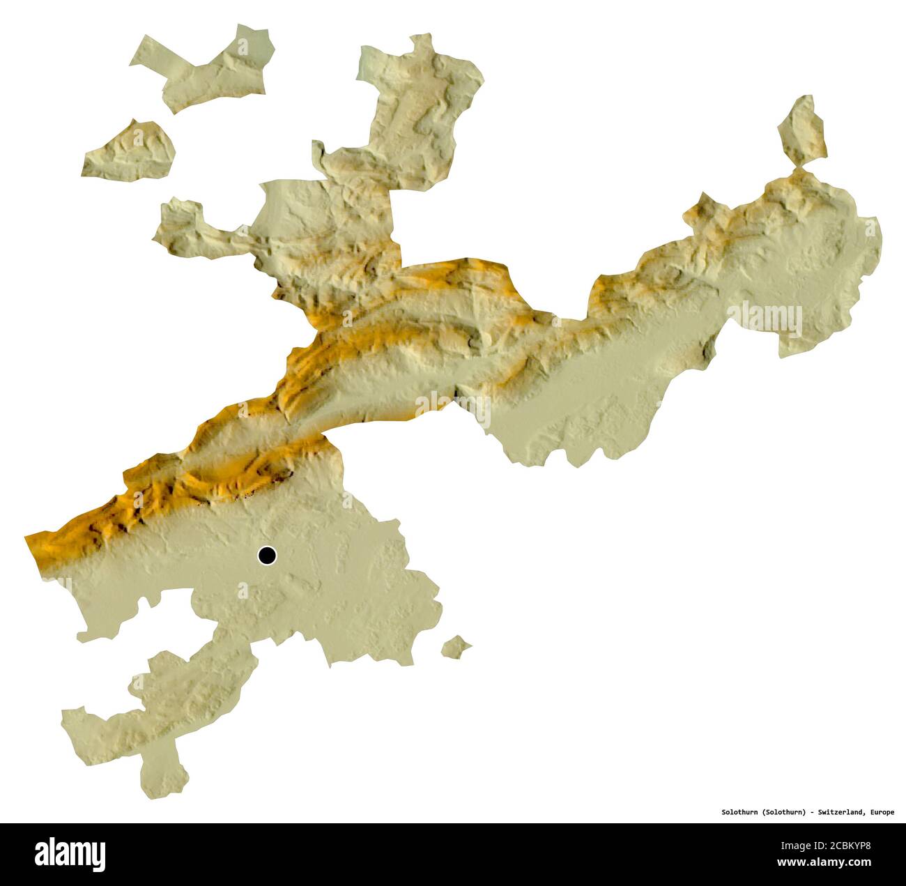 Shape of Solothurn, canton of Switzerland, with its capital isolated on ...