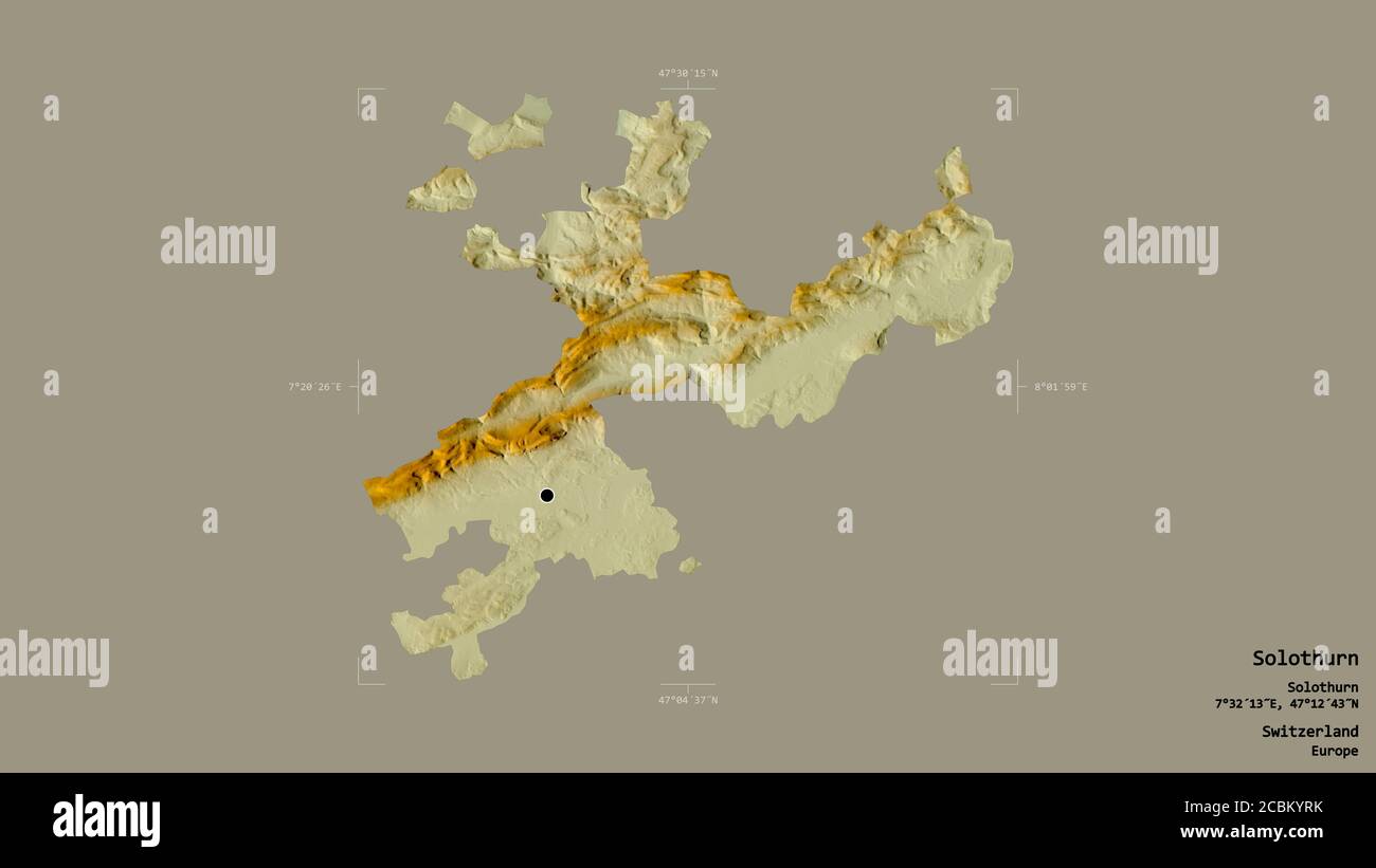 Area of Solothurn, canton of Switzerland, isolated on a solid ...