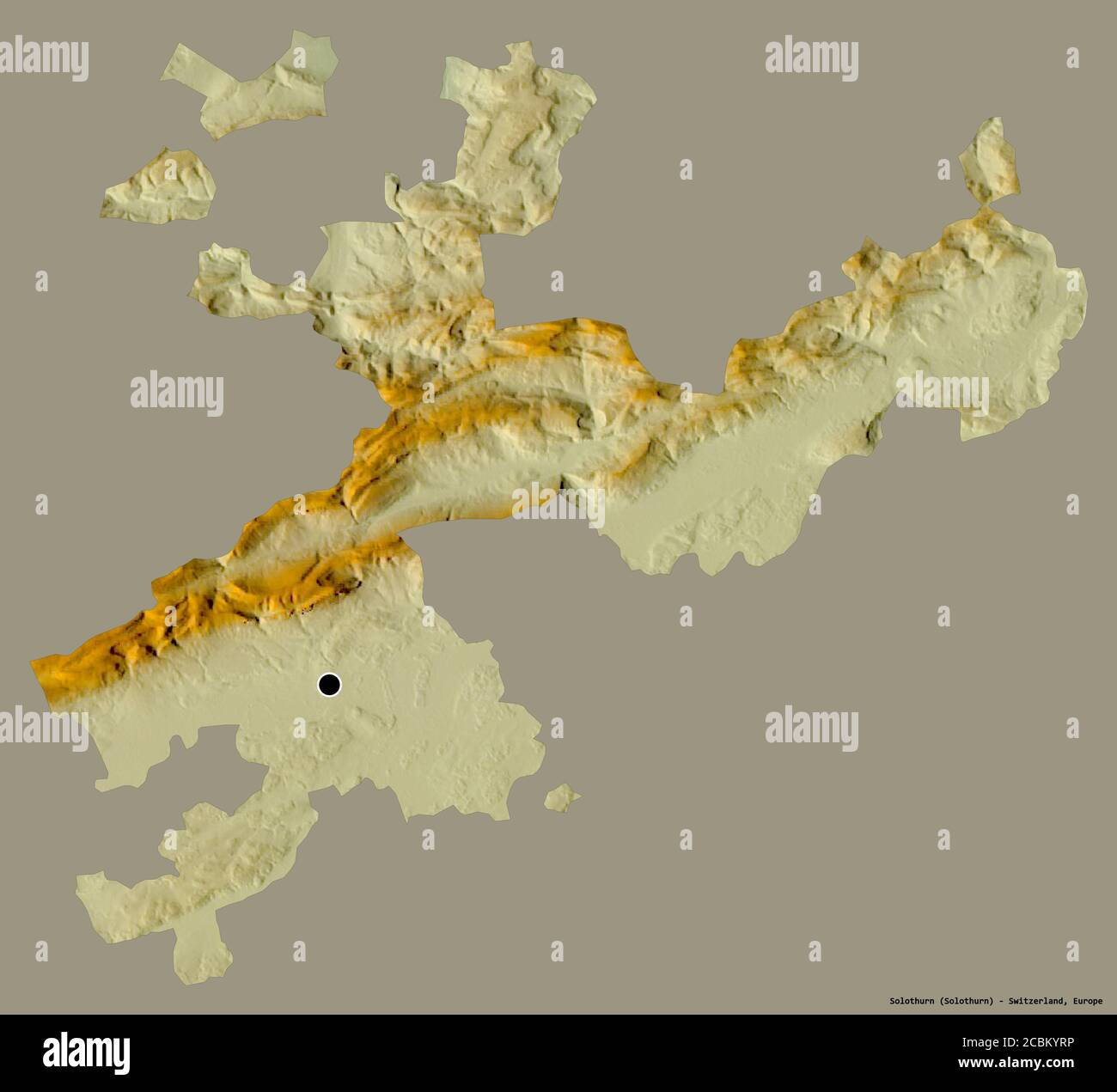 Shape of Solothurn, canton of Switzerland, with its capital isolated on ...