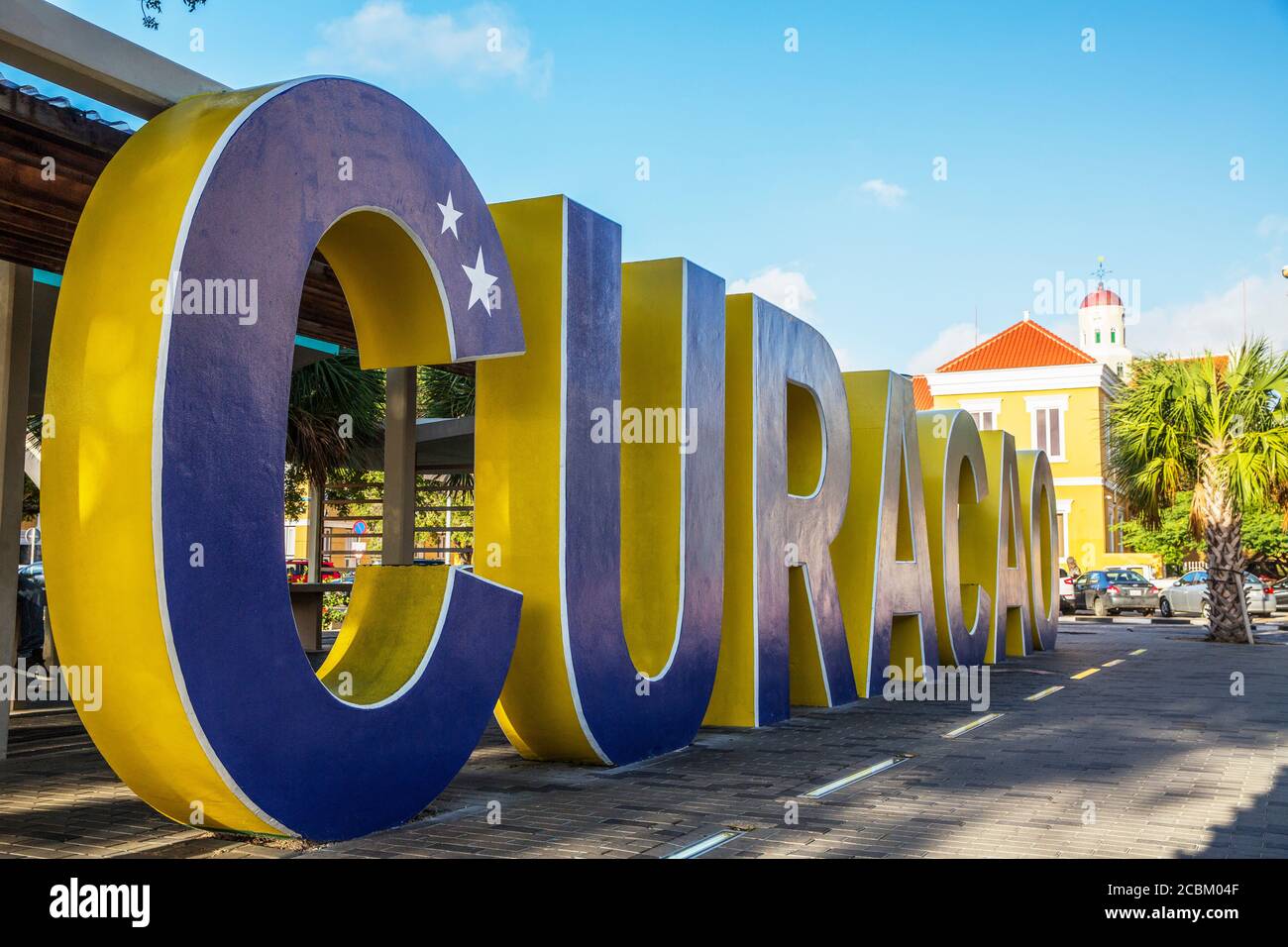 Giant Curacao name sculpture in Willemstad, Curacao, Caribbean Stock ...