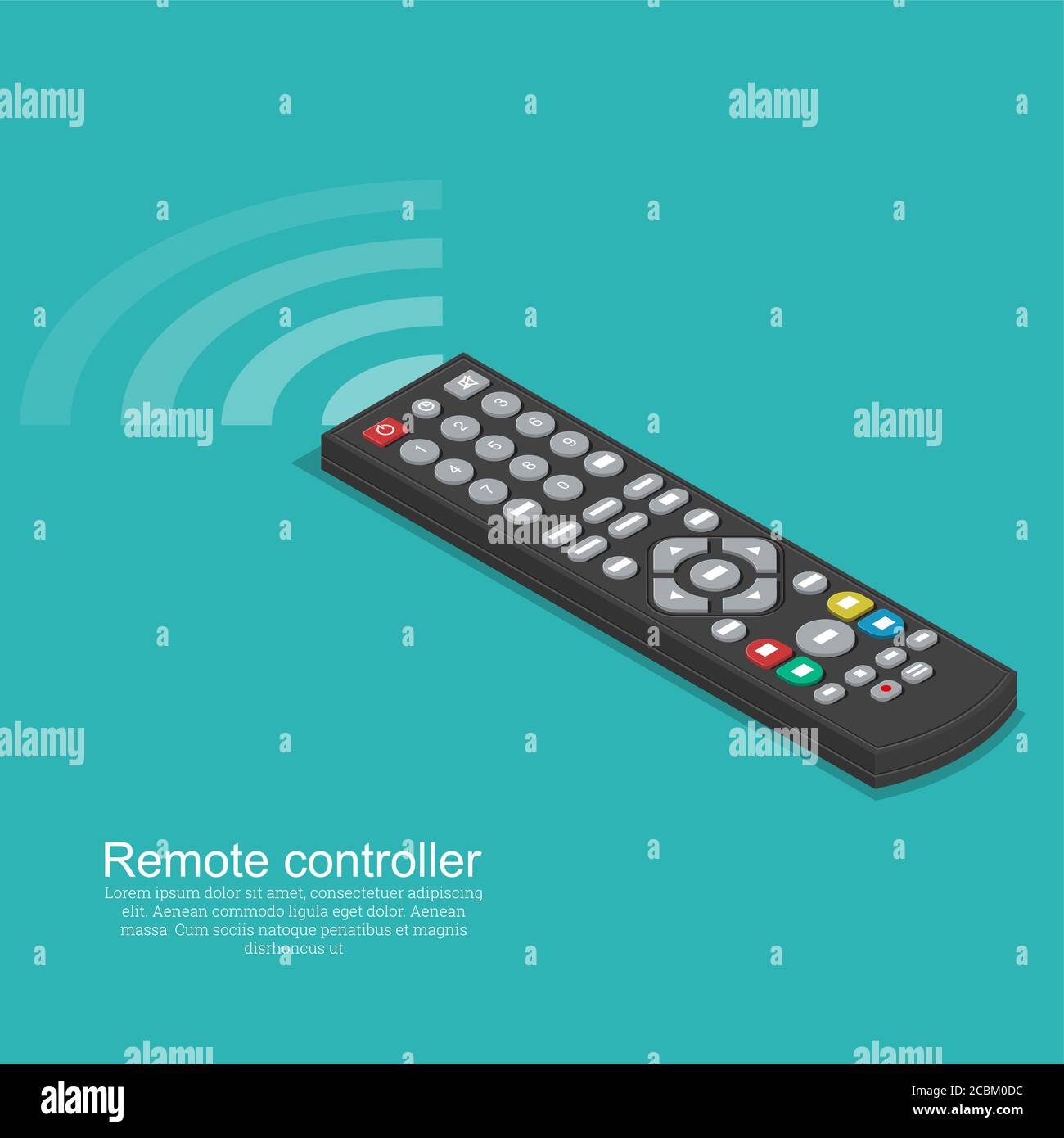 The black remote control with a signal.Isometric flat design.3D style ...