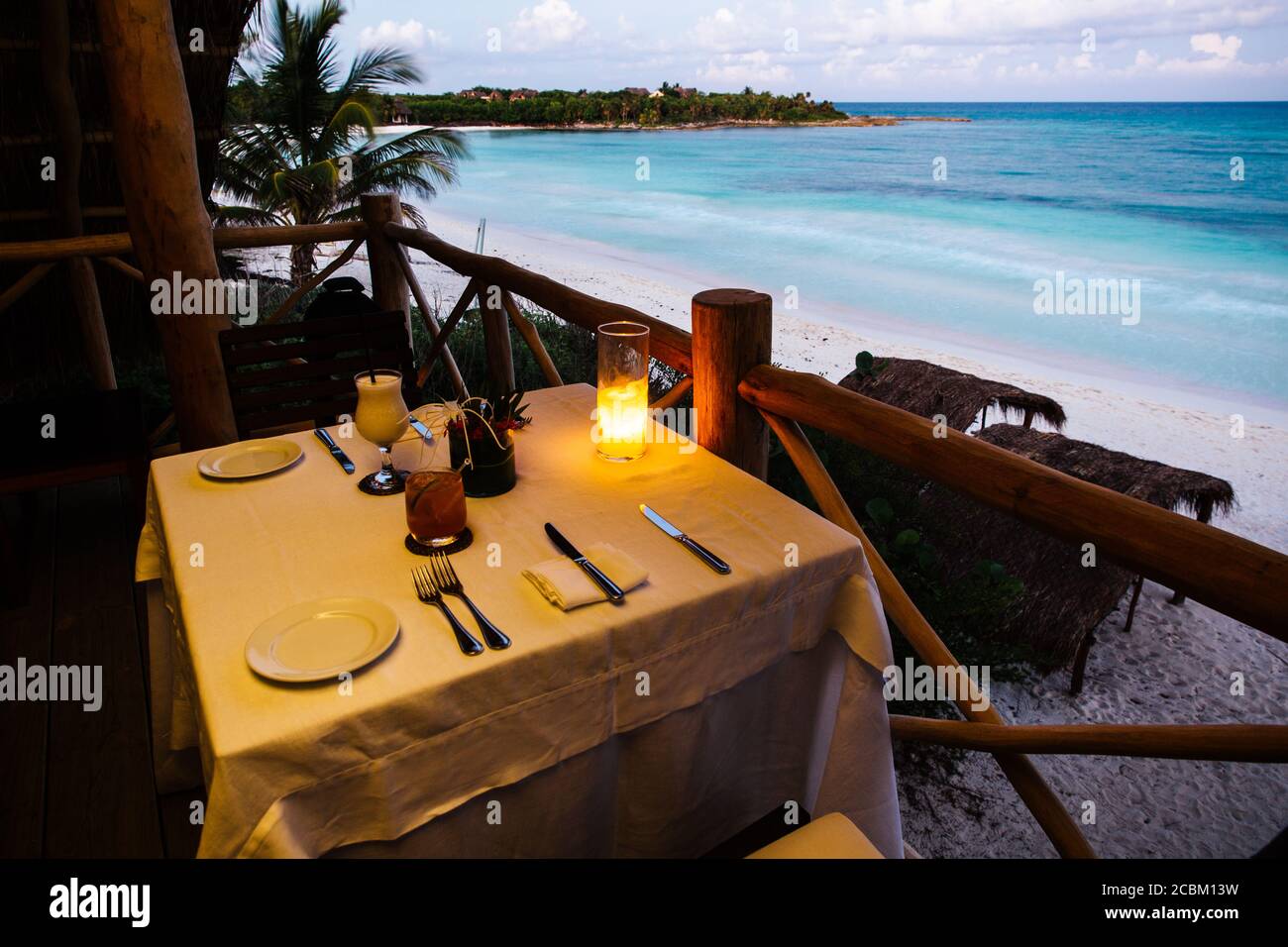 Restaurant table on beach, Tulum, Riviera Maya, Mexico Stock Photo - Alamy