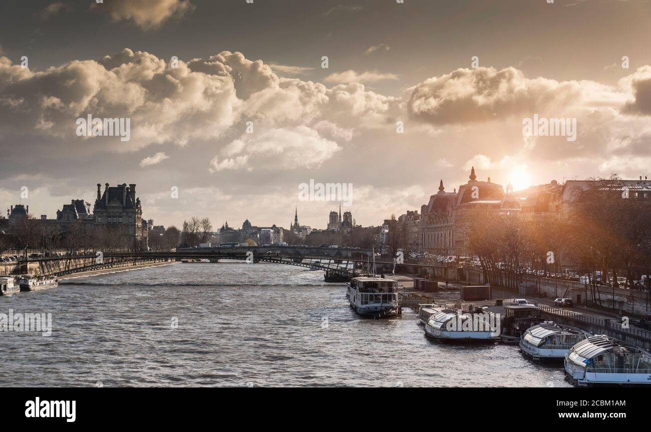 Elevated cityscape over Seine river, Paris, France Stock Photo - Alamy