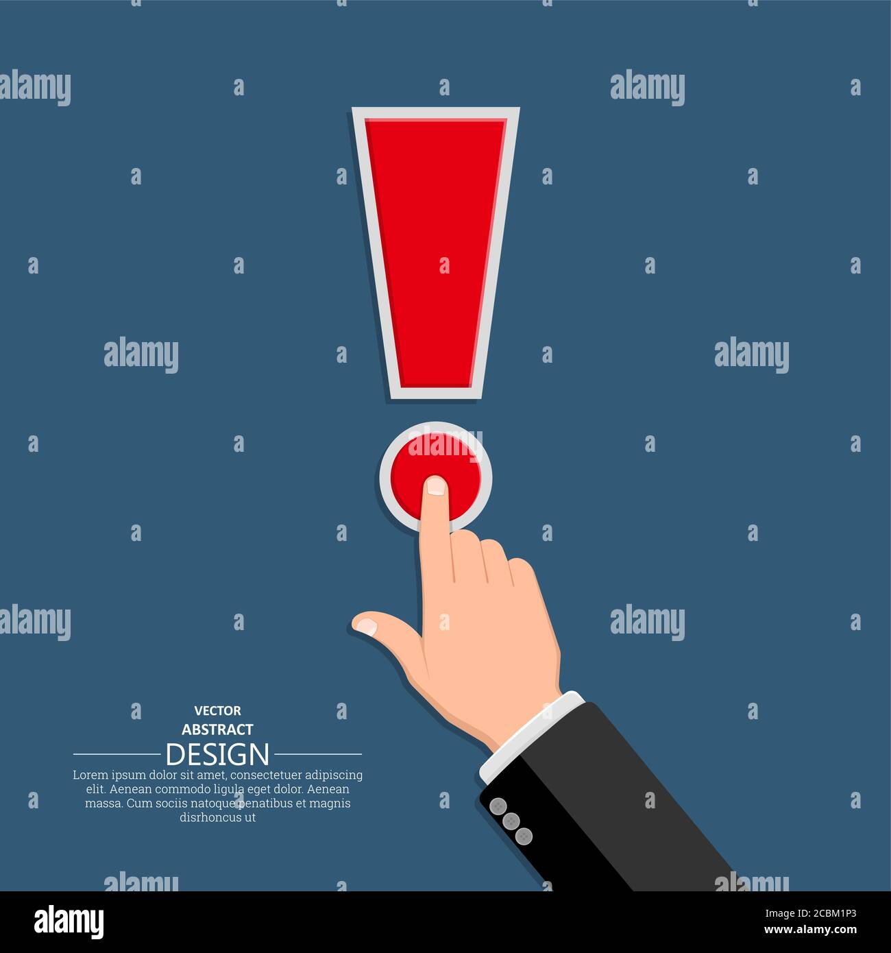 The hand in a suit clicks on exclamation point.Concept of a call ...