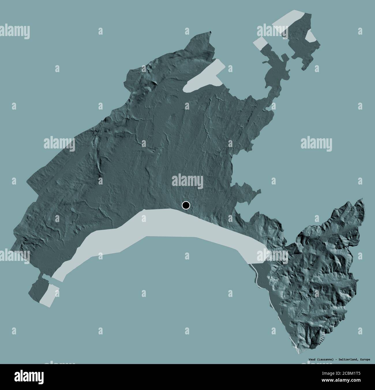 Shape of Vaud, canton of Switzerland, with its capital isolated on a ...