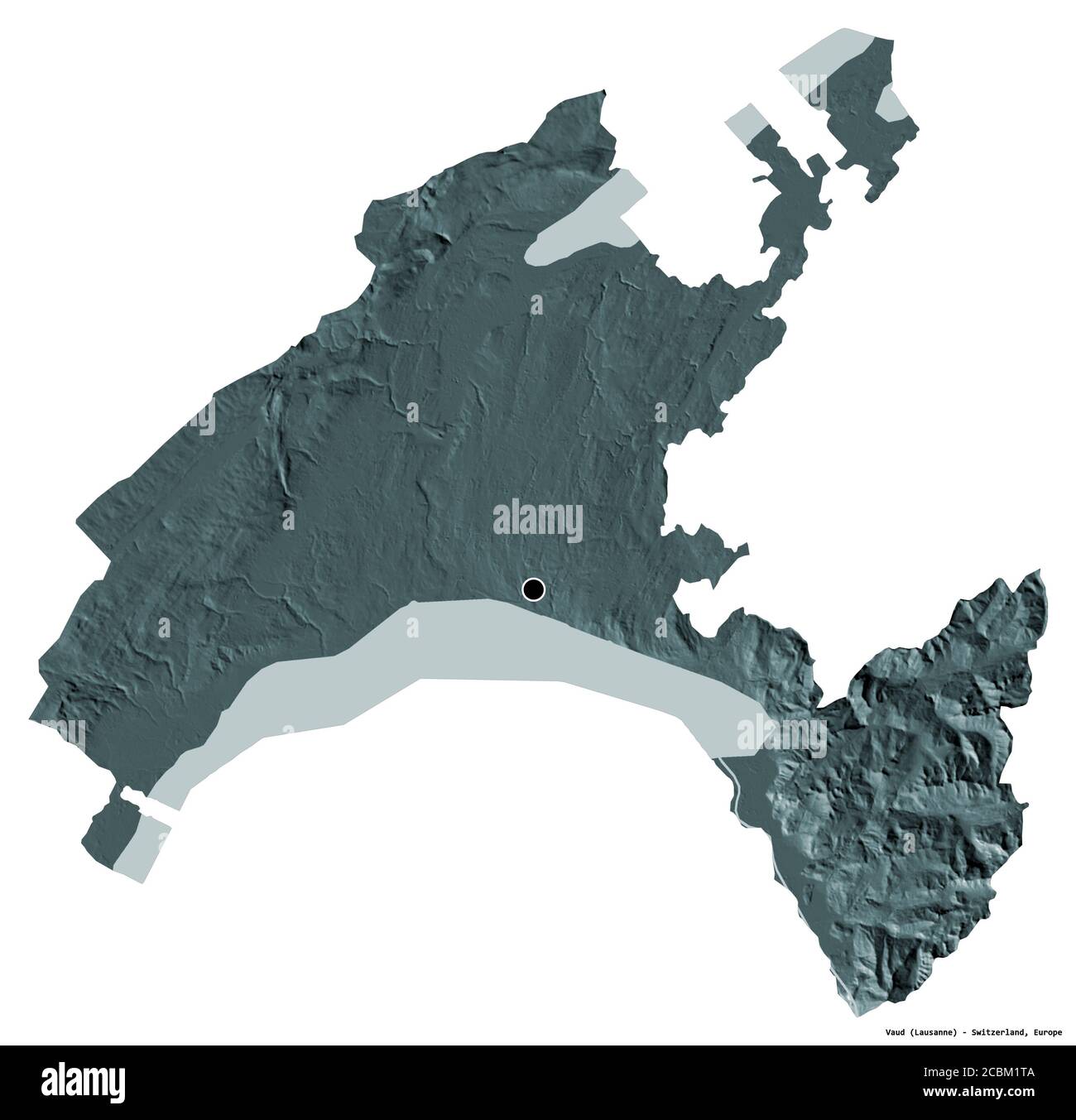 Shape of Vaud, canton of Switzerland, with its capital isolated on ...