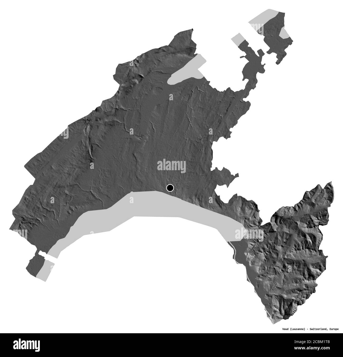 Shape of Vaud, canton of Switzerland, with its capital isolated on ...