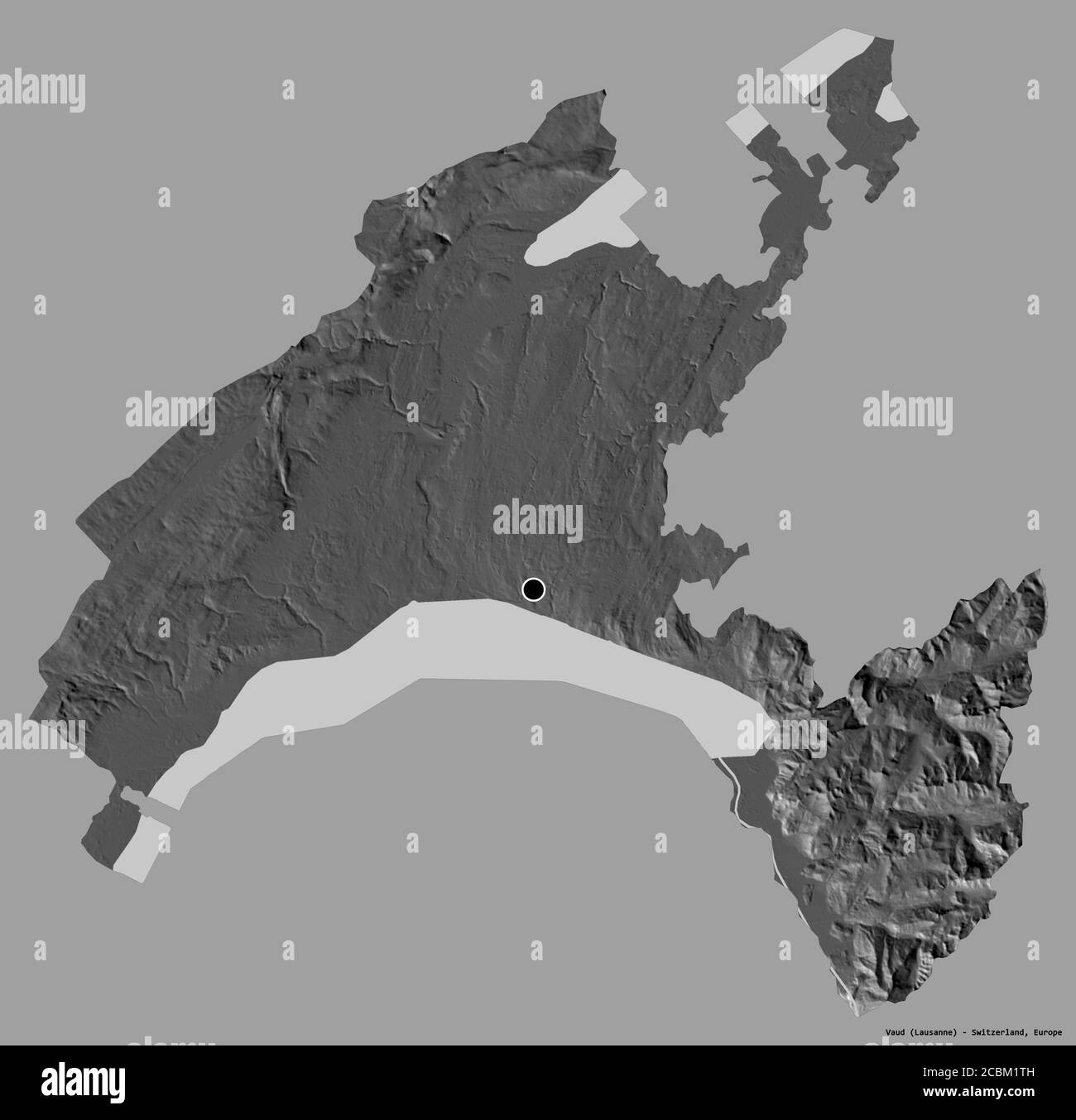 Shape of Vaud, canton of Switzerland, with its capital isolated on a ...