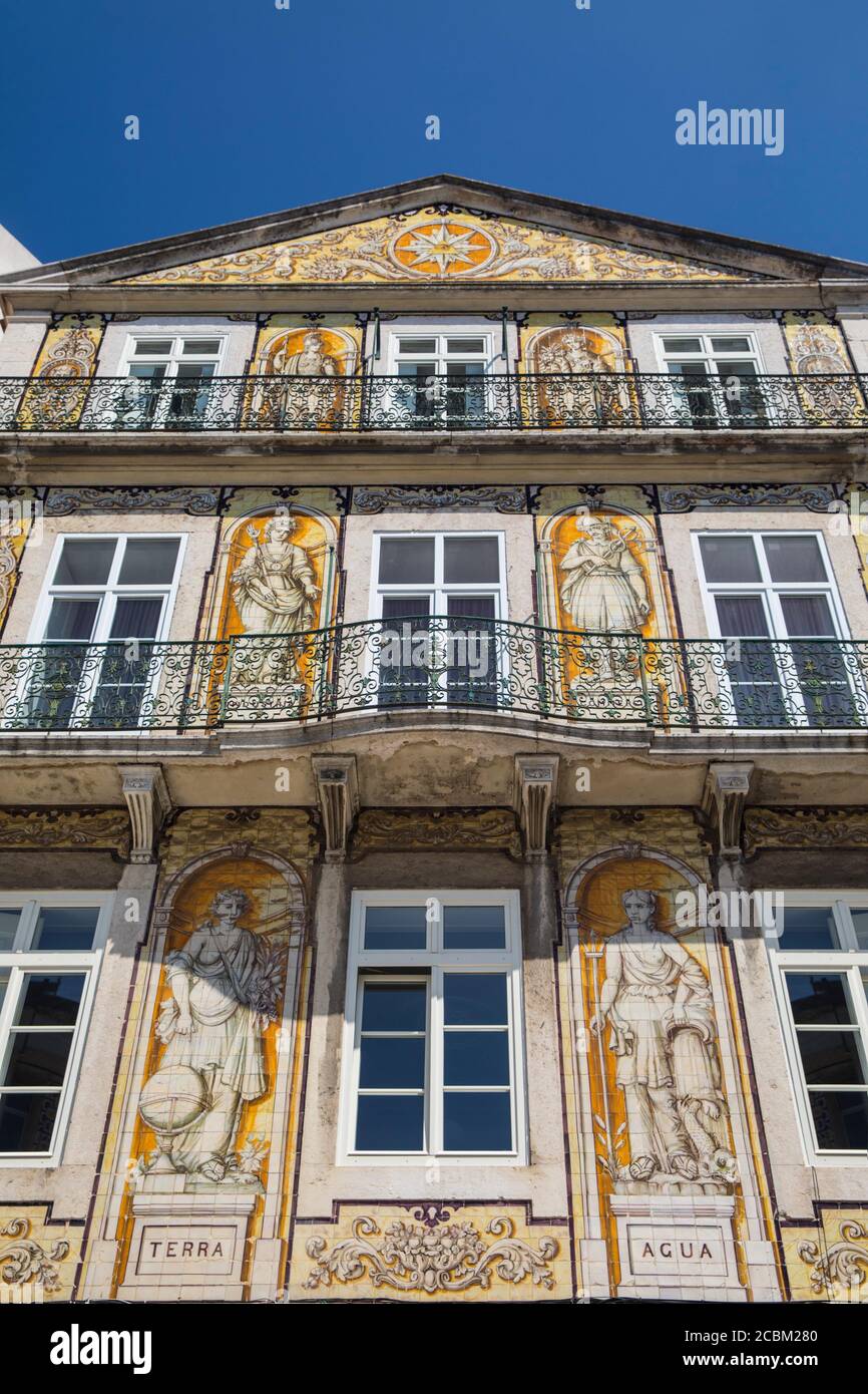 Facade of tiled building, Lisbon, Portugal Stock Photo - Alamy