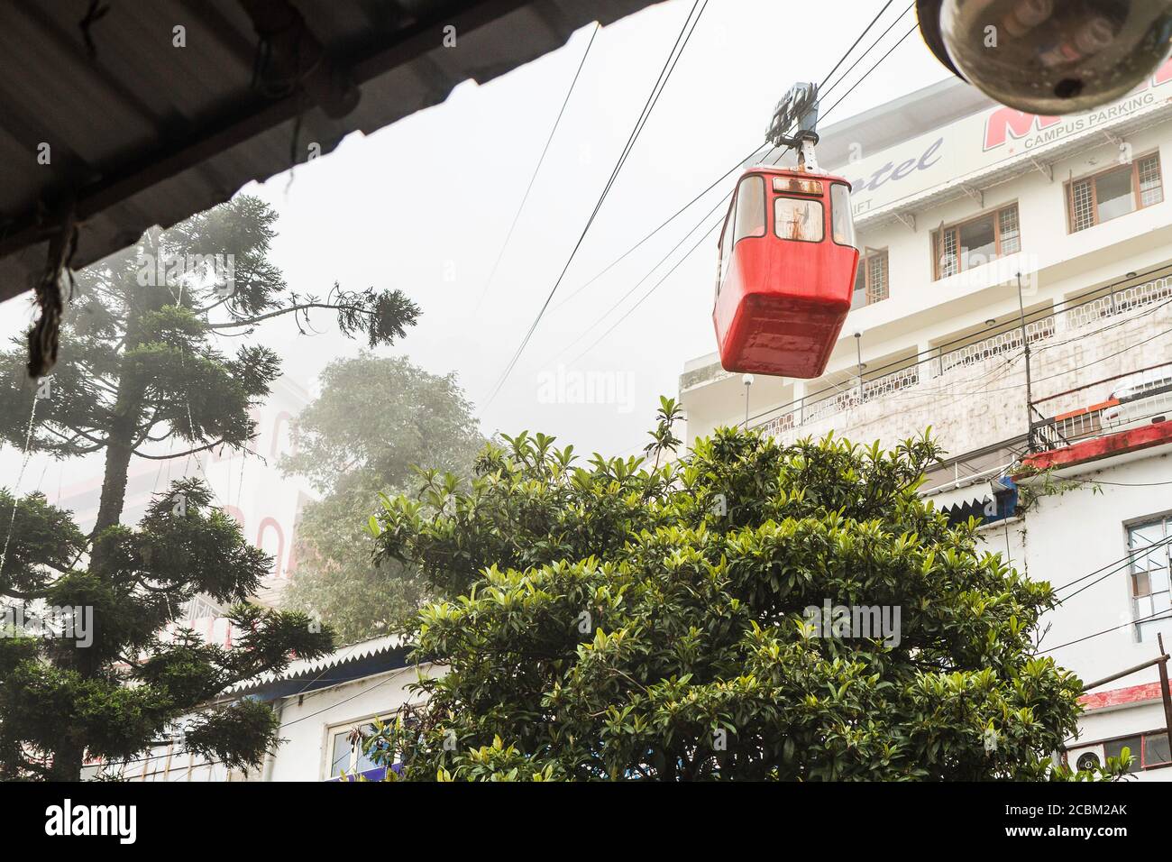 Cable car, low angle view, Mussoorie, Uttarakhand, India Stock Photo ...