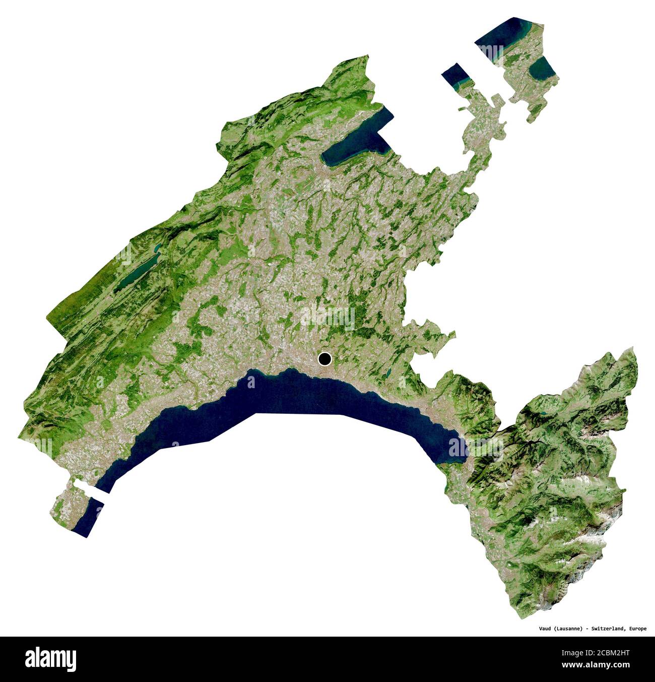 Shape of Vaud, canton of Switzerland, with its capital isolated on ...