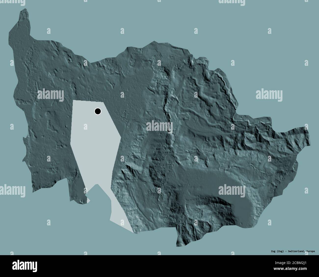 Shape of Zug, canton of Switzerland, with its capital isolated on a ...